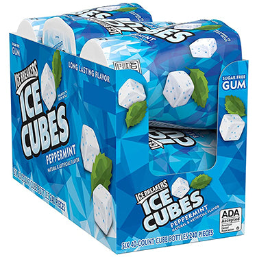 Ice Breakers Ice Cubes Peppermint Sugar Free Chewing Gum 6ct Box ...